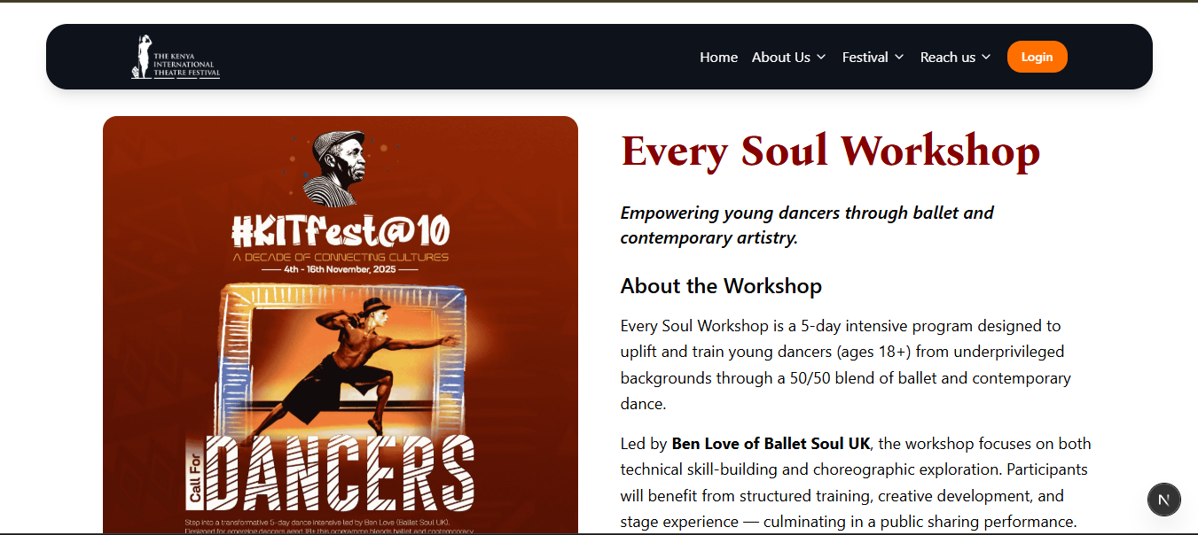 Every Soul Workshop – Dancers Open Call | Kenya International Theatre ...